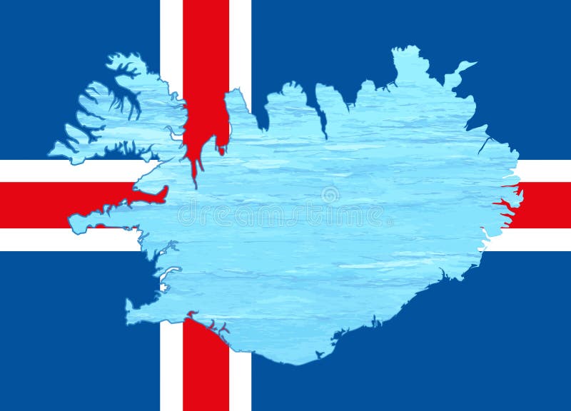 Outline Map of Iceland with the Image of the National Flag. Ice Inside ...