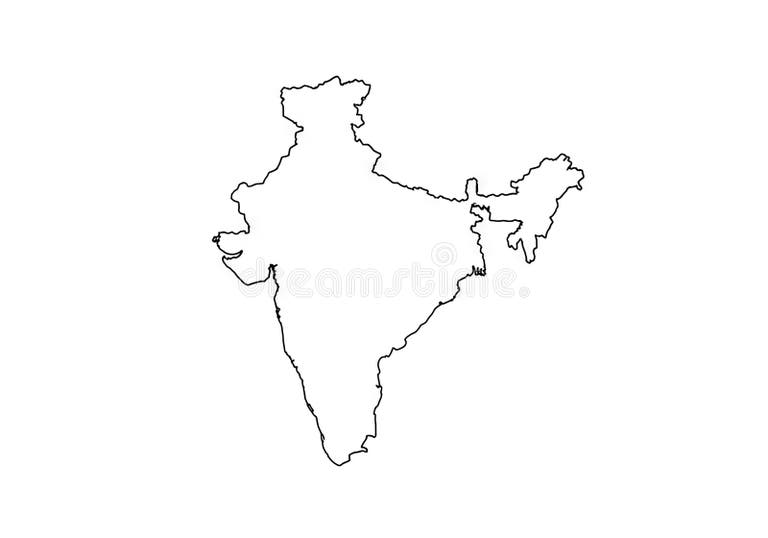 Outline Map of India: a Simple Black and White Representation Stock ...
