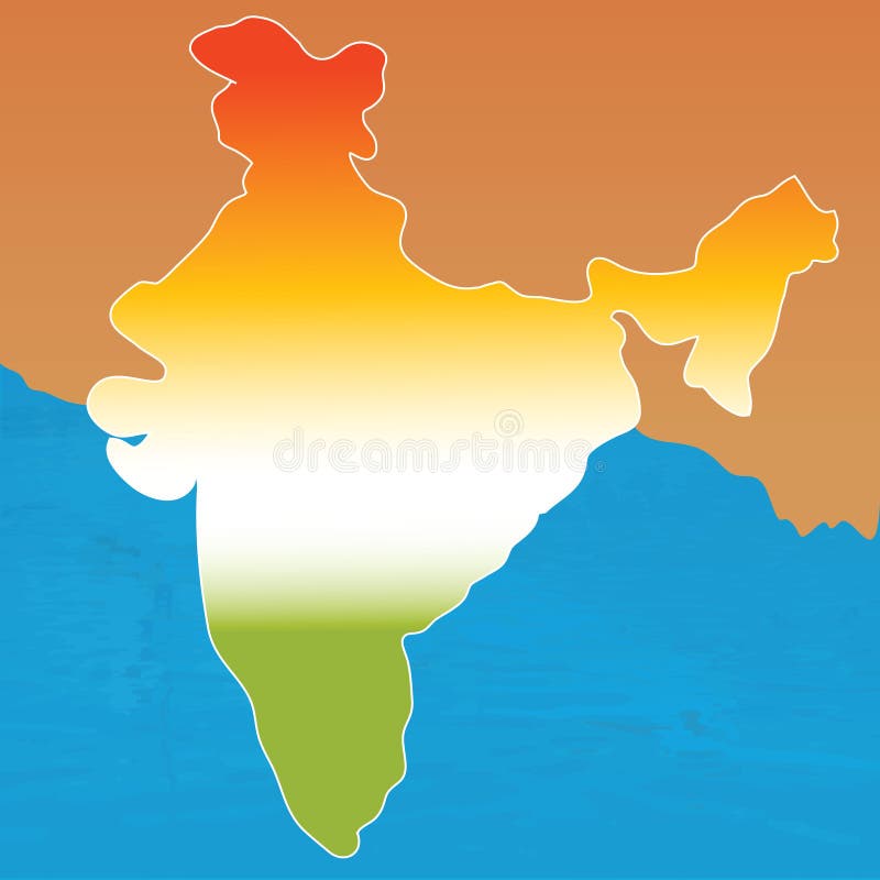 Outline Map of India in Tri Colors Stock Illustration - Illustration of ...