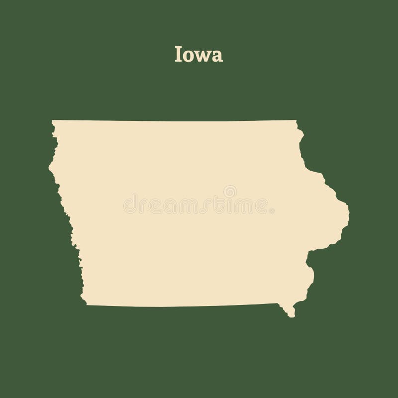 Outline Map of Iowa. Illustration. Stock Illustration - Illustration of ...