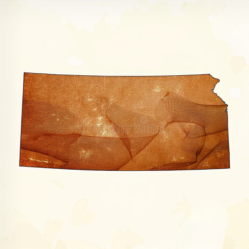 Outline Map of Kansas State on a Old Vintage Grunge Background Stock ...