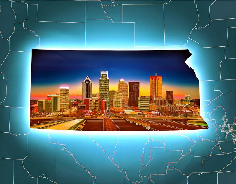 Outline Map of Kansas State on a Old Vintage Grunge Background Stock ...