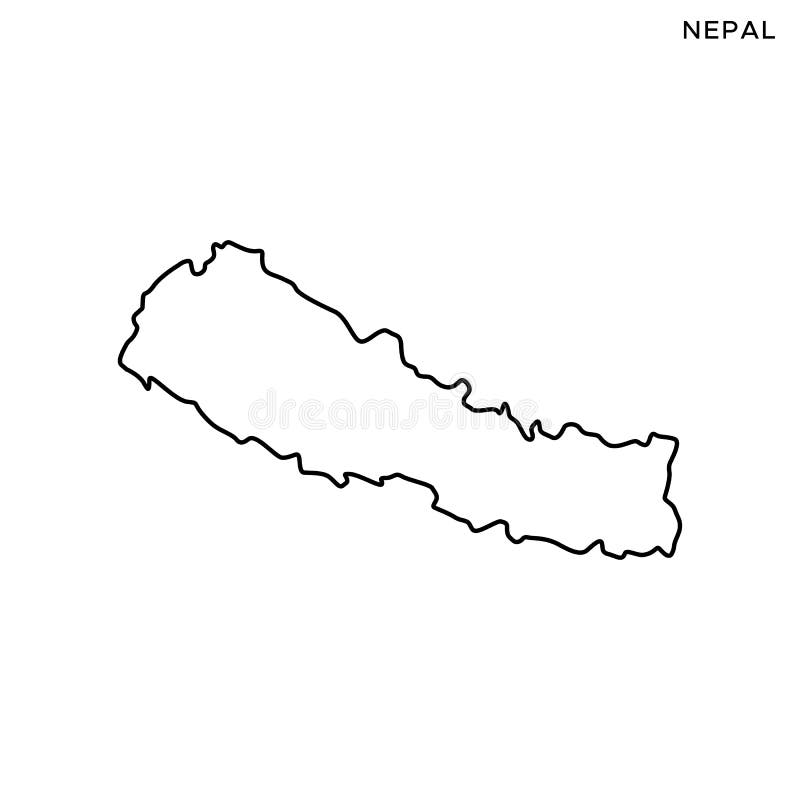 Nepal Vector Map with Single Border Line Boundary Using White Color on ...