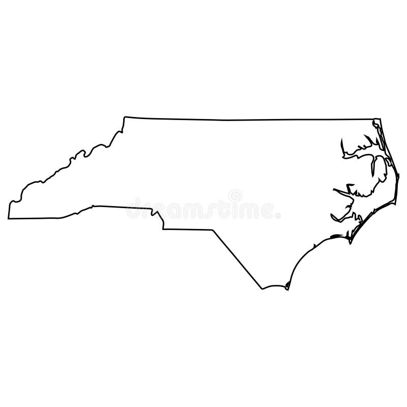 Outline Map of North Carolina State Border Usa for Designs Stock Vector ...