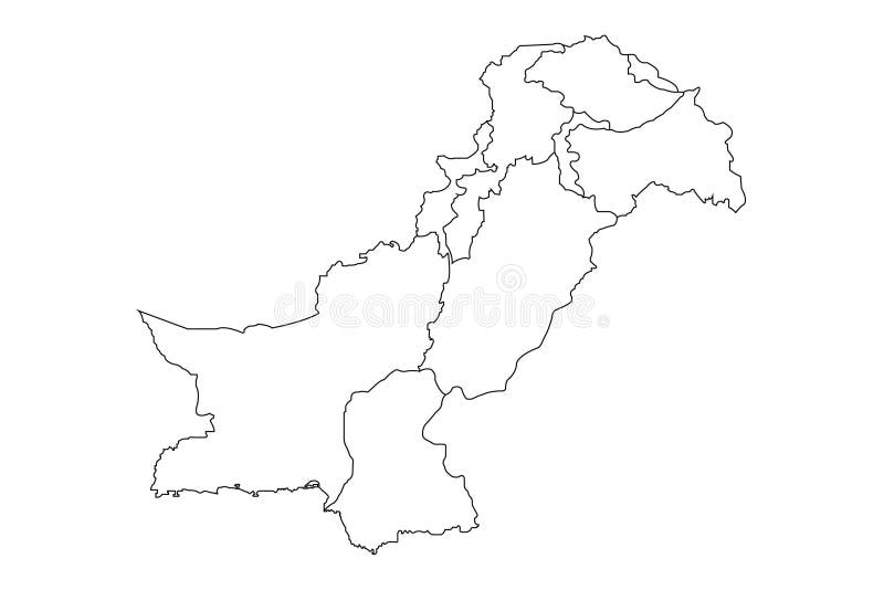 Pakistan Map, Black and White Detailed Outline Regions of the Country ...
