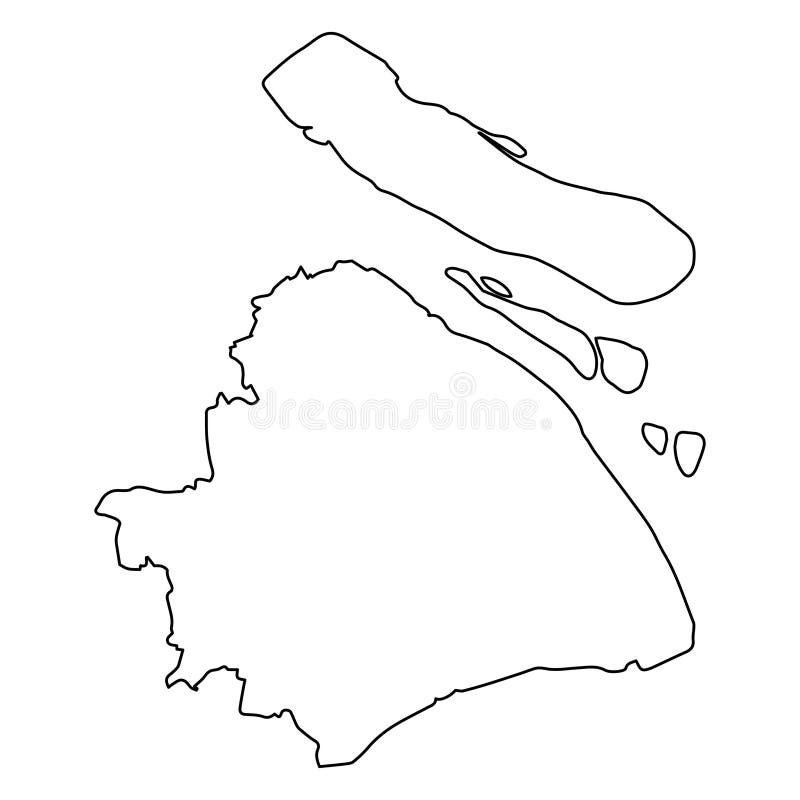 Outline Map of Shanghai with Islands, Minimalist Vector Silhouette ...
