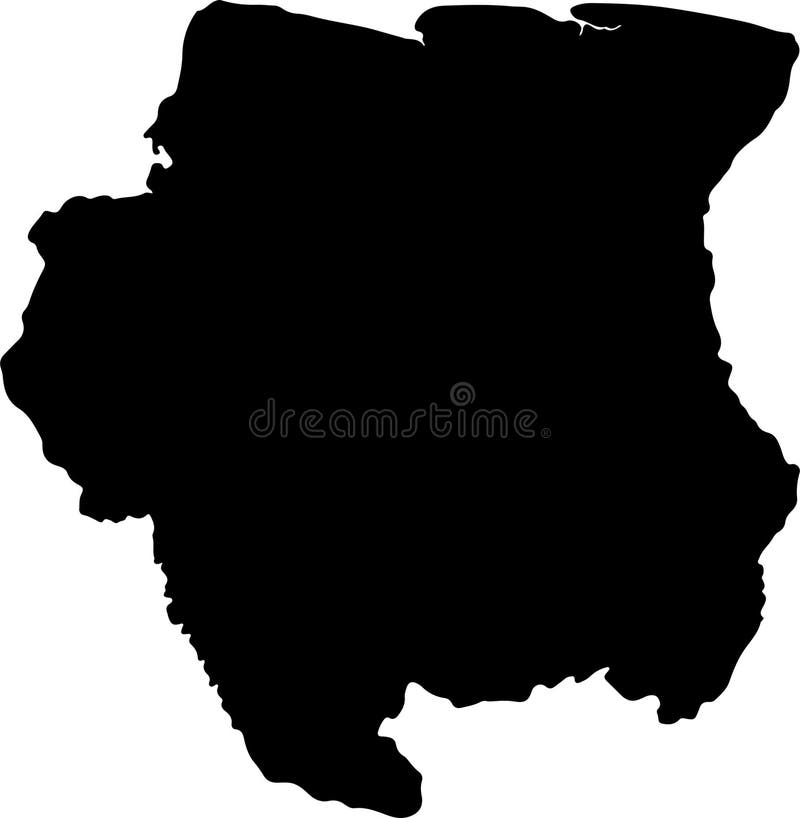 Suriname Silhouette Map with Transparent Background Stock Vector ...