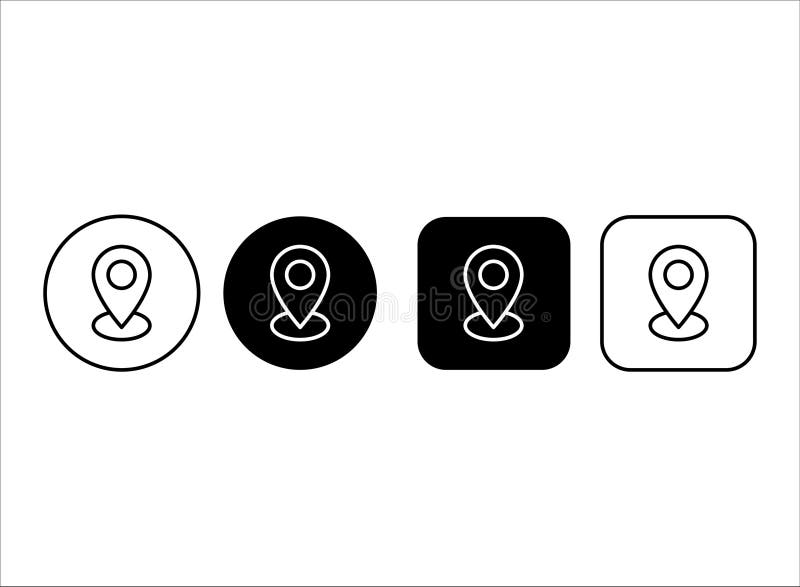 Outline Map Symbols Collection. Location Pin Buttons Set Stock ...