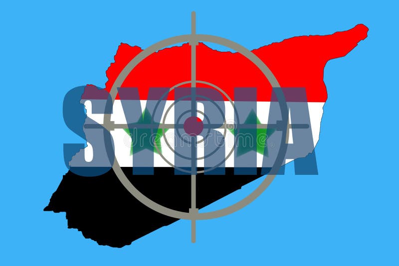 Outline Map of Syria with Flag and Target Symbol. Stock Illustration ...