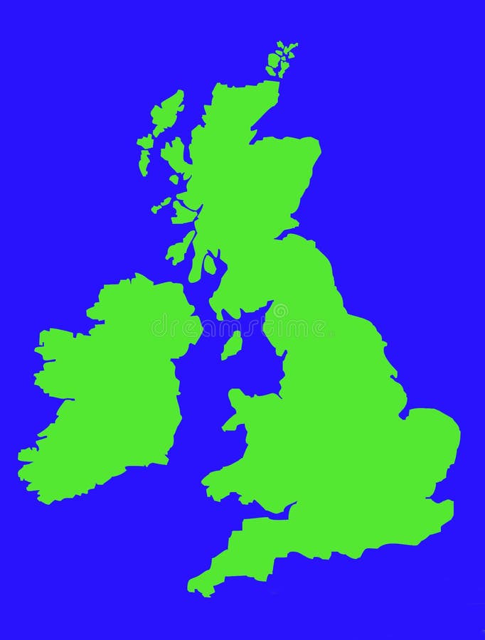 Outline Map Of United Kingdom In Green Stock Illustration - Image: 7678347