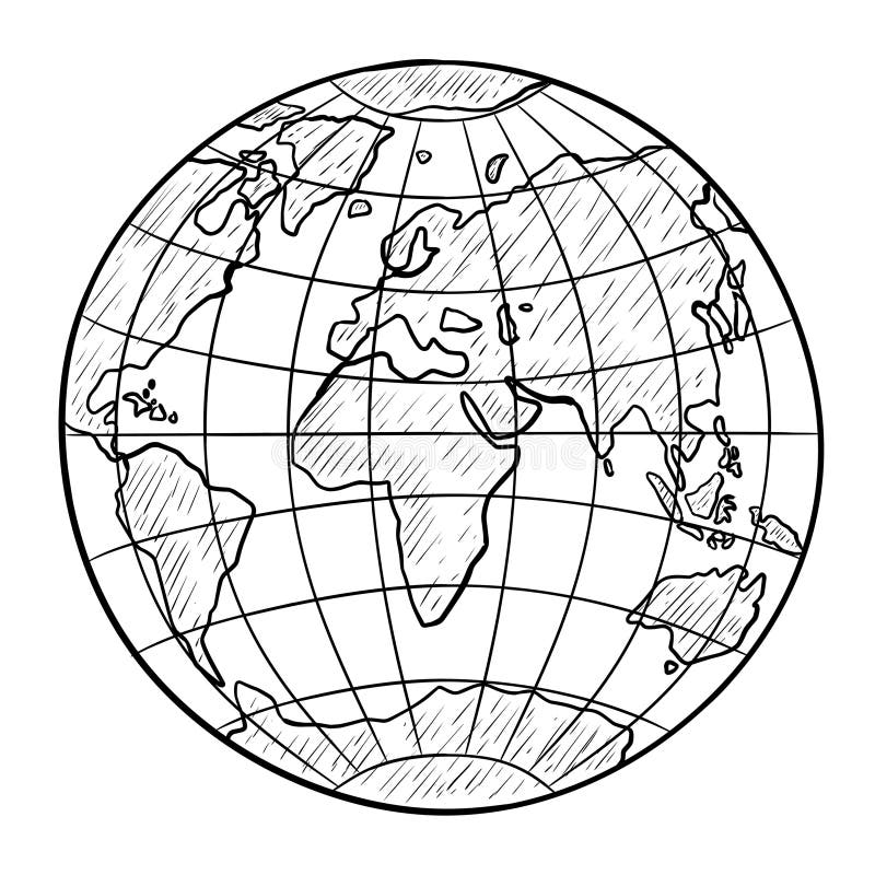 Outline Map of the World, Vector Illustration, Doodle Stock ...