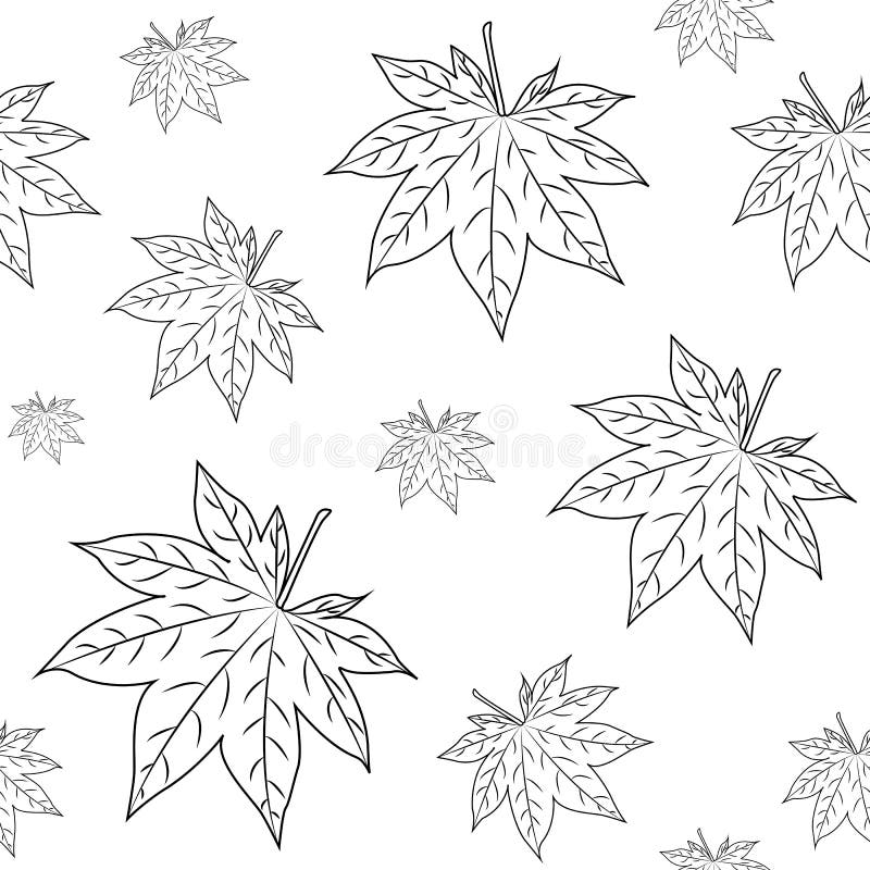 Outline Maple Leaves. Seamless Pattern. Stock Vector - Illustration of ...
