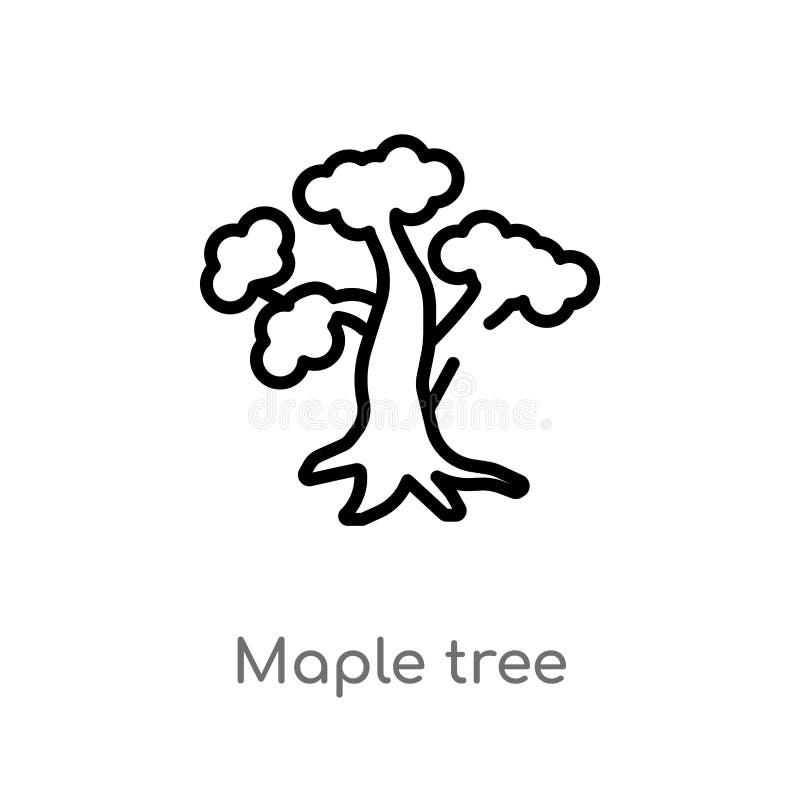 Outline Maple Tree Vector Icon. Isolated Black Simple Line Element ...