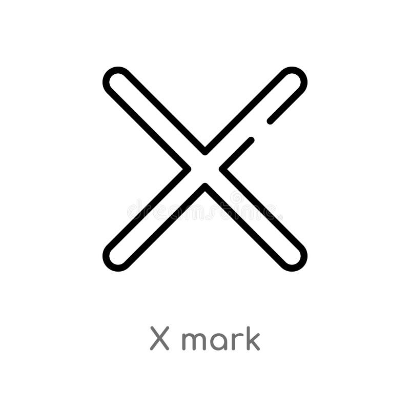 Outline X Mark Vector Icon. Isolated Black Simple Line Element ...