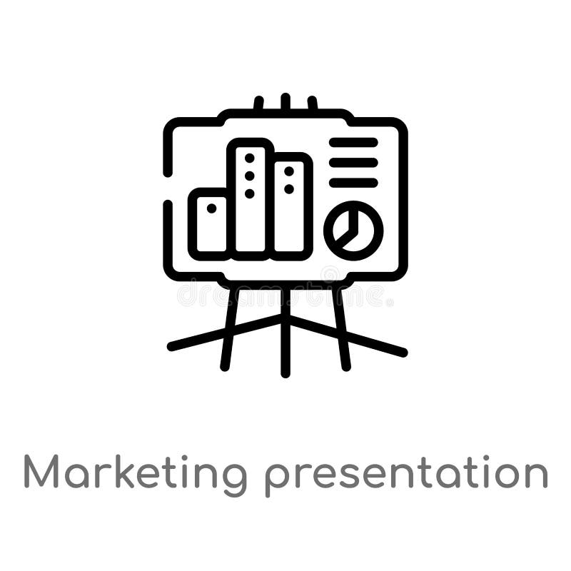 Outline Marketing Presentation Vector Icon. Isolated Black Simple Line ...