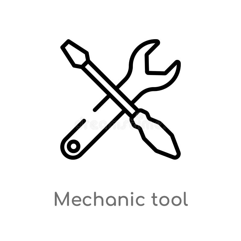 Outline Car Mechanic Vector Icon. Isolated Black Simple Line Element ...