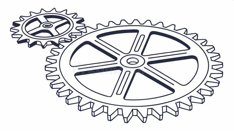 Outline of Mechanical Gear, Industrial Engineering Component Sketch ...