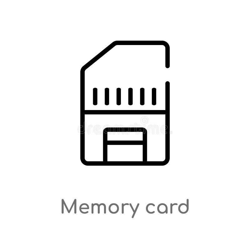 Outline Memory Card Vector Icon. Isolated Black Simple Line Element ...