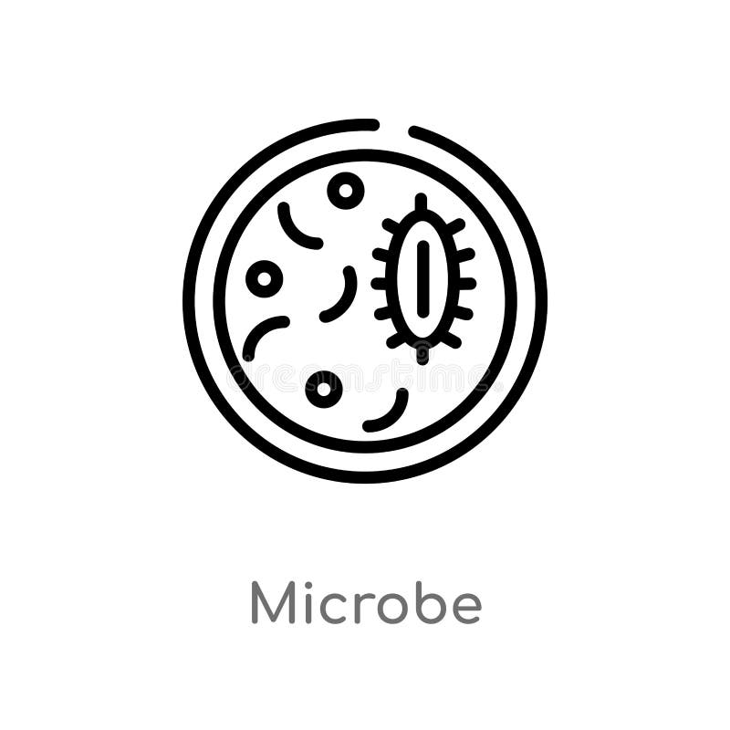 Outline Microbe Vector Icon. Isolated Black Simple Line Element ...