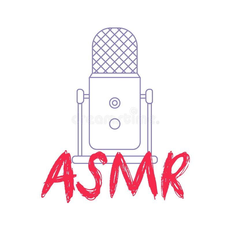 Outline Microphone and Handwritten ASMR Text. Logo for the ASMR Channel ...
