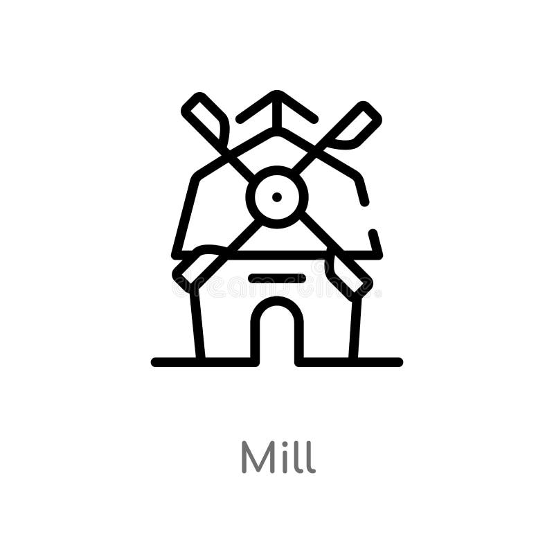 Outline Mill Vector Icon. Isolated Black Simple Line Element ...