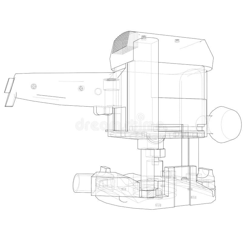 Outline milling machine stock illustration. Illustration of engineering ...