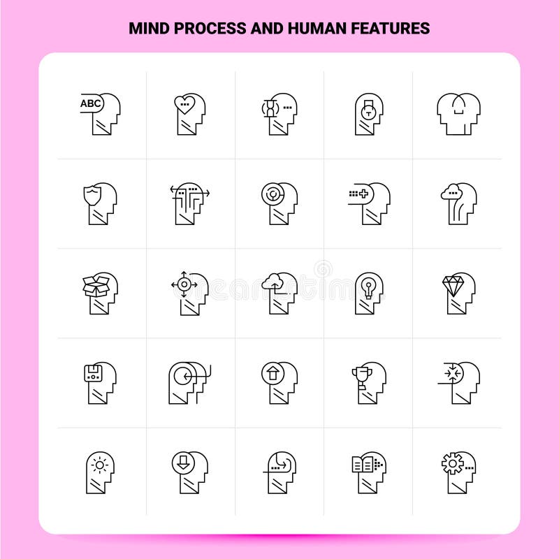 Human Features Futuro Line Icons Set Stock Vector - Illustration of ...