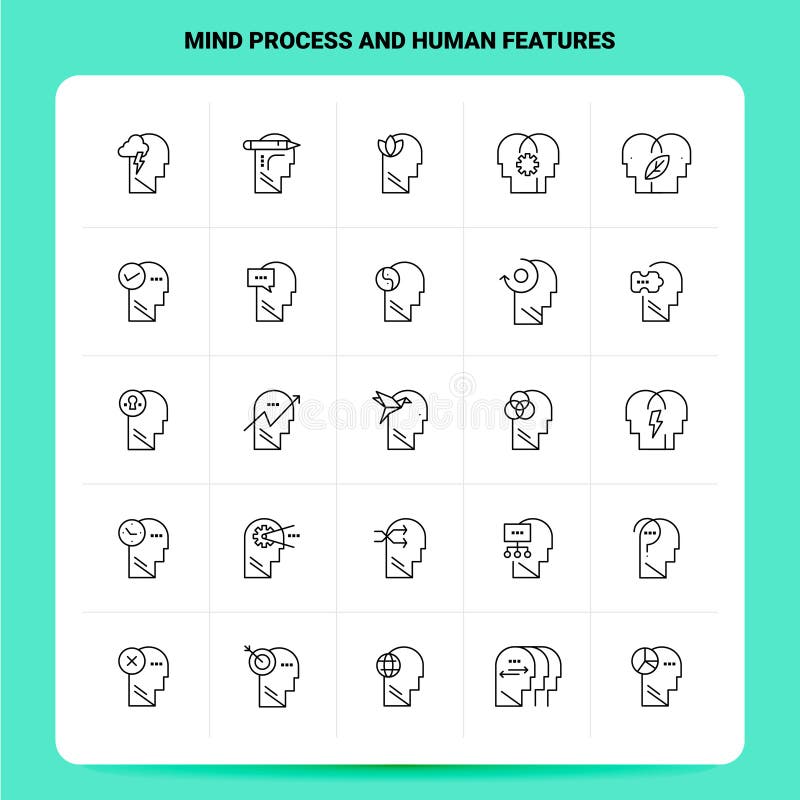 Human Features Futuro Line Icons Set Stock Vector - Illustration of ...