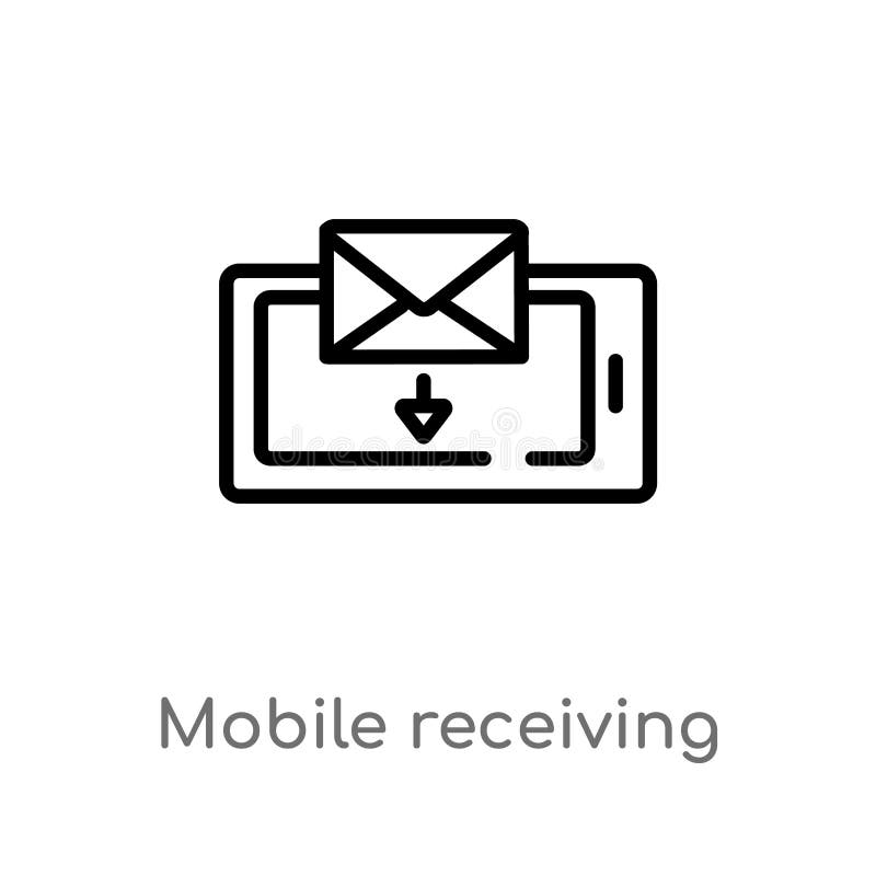 Outline Mobile Receiving Email Vector Icon. Isolated Black Simple Line ...