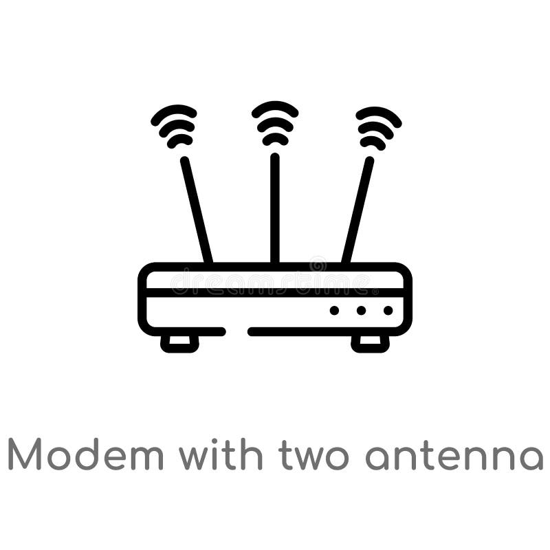 Outline Modem with Two Antenna Vector Icon. Isolated Black Simple Line ...