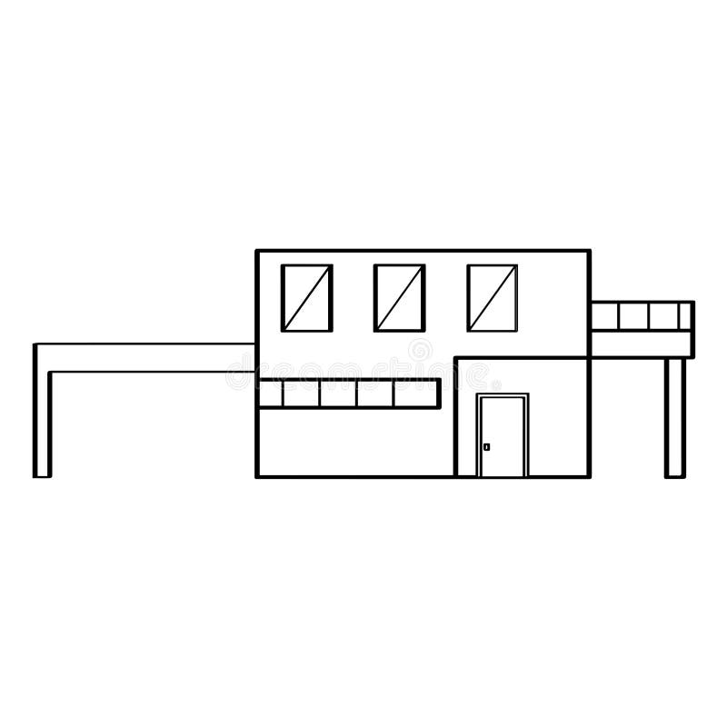 Outline of a Modern House Building Stock Vector - Illustration of ...