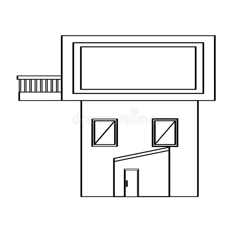 Outline of a Modern House Building Stock Vector - Illustration of ...
