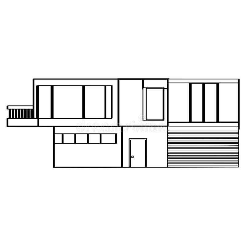 Outline of a Modern House Building Stock Vector - Illustration of ...
