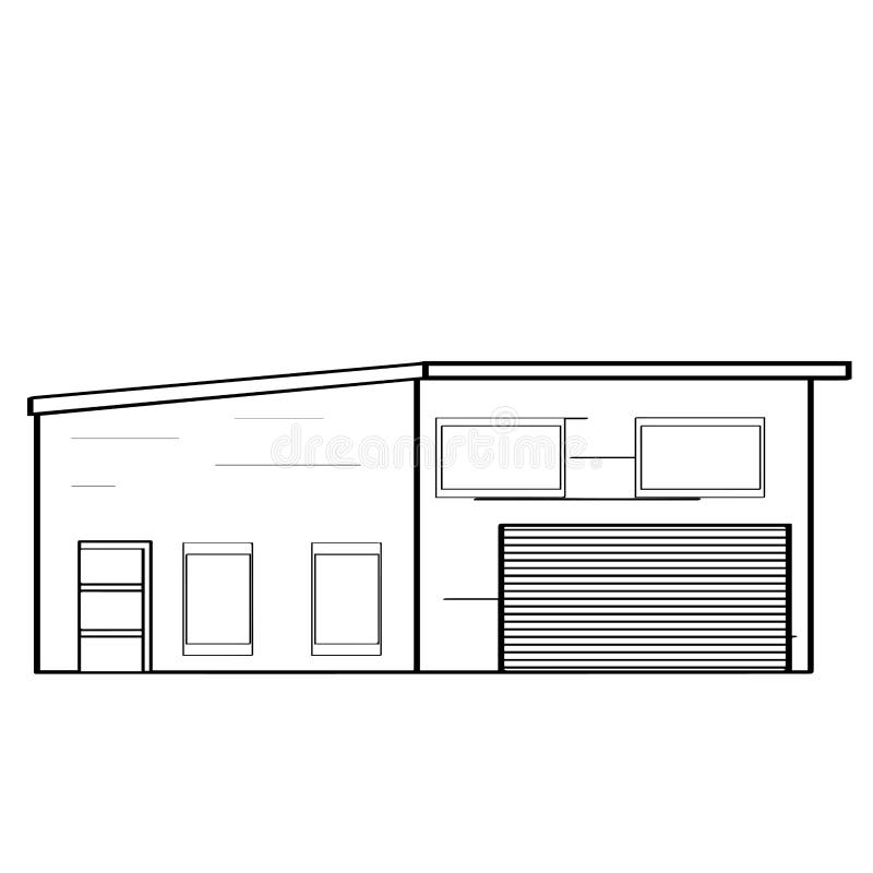 Outline of a Modern House Building Stock Vector - Illustration of ...