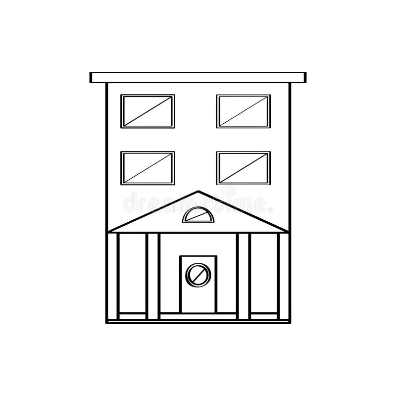 Outline of a Modern House Building Stock Vector - Illustration of ...