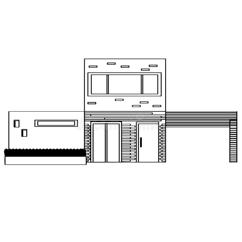 Outline of a Modern House Building Stock Vector - Illustration of villa ...