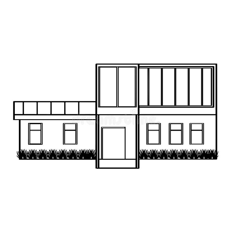 Outline of a Modern House Building Stock Vector - Illustration of ...