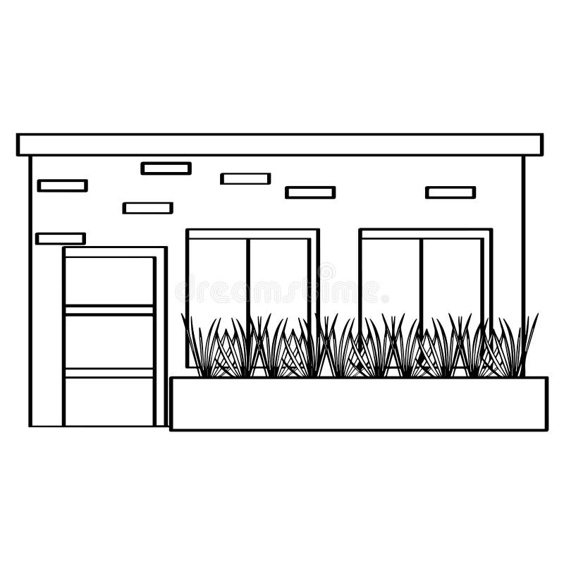 Outline of a Modern House Building Stock Vector - Illustration of villa ...