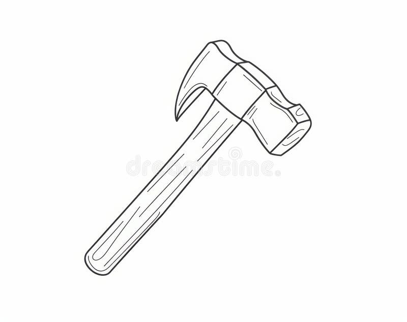 An Outline Modern Illustration of a Hammer, a Carpenter S Tool ...