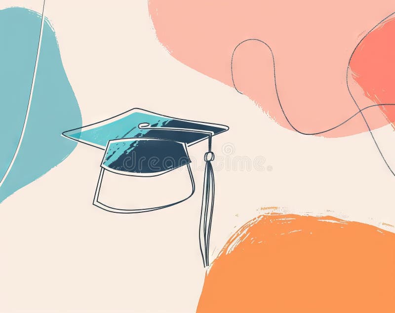 An Outline Modern Illustration of a University Graduation Cap, with an ...