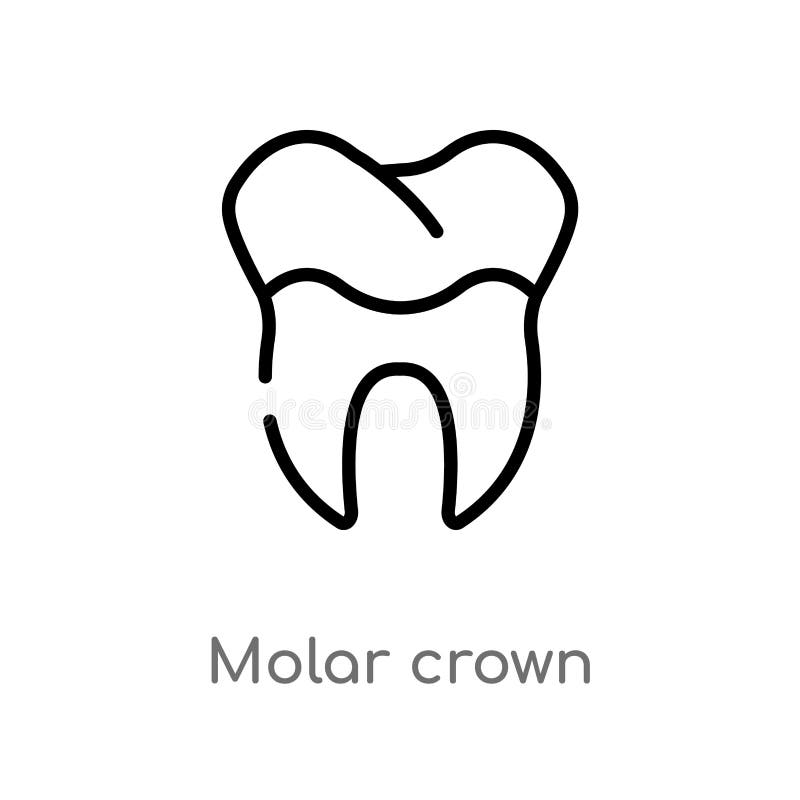 Outline Molar Crown Vector Icon. Isolated Black Simple Line Element ...