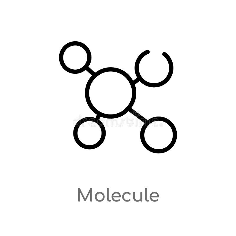 Outline Molecule Vector Icon. Isolated Black Simple Line Element ...