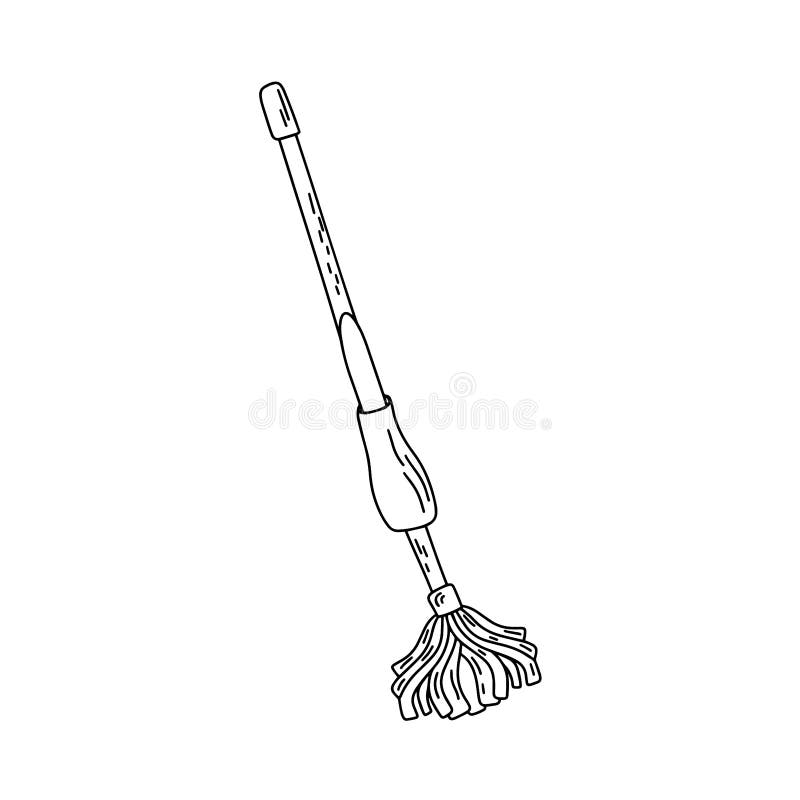 Outline of a Mop with a Rag, Vector Illustration Stock Vector ...