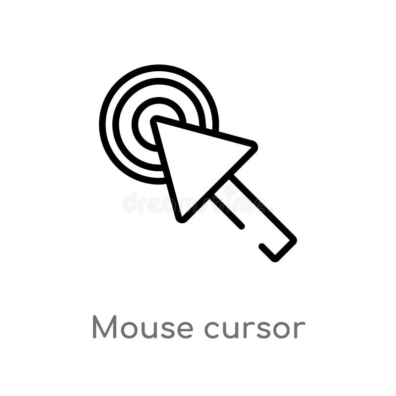 Outline Mouse Cursor Vector Icon Isolated Black Simple Line Element