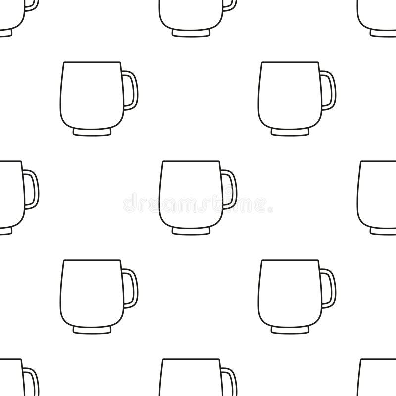 Outline Mug Seamless Pattern Stock Vector - Illustration of food, icon ...