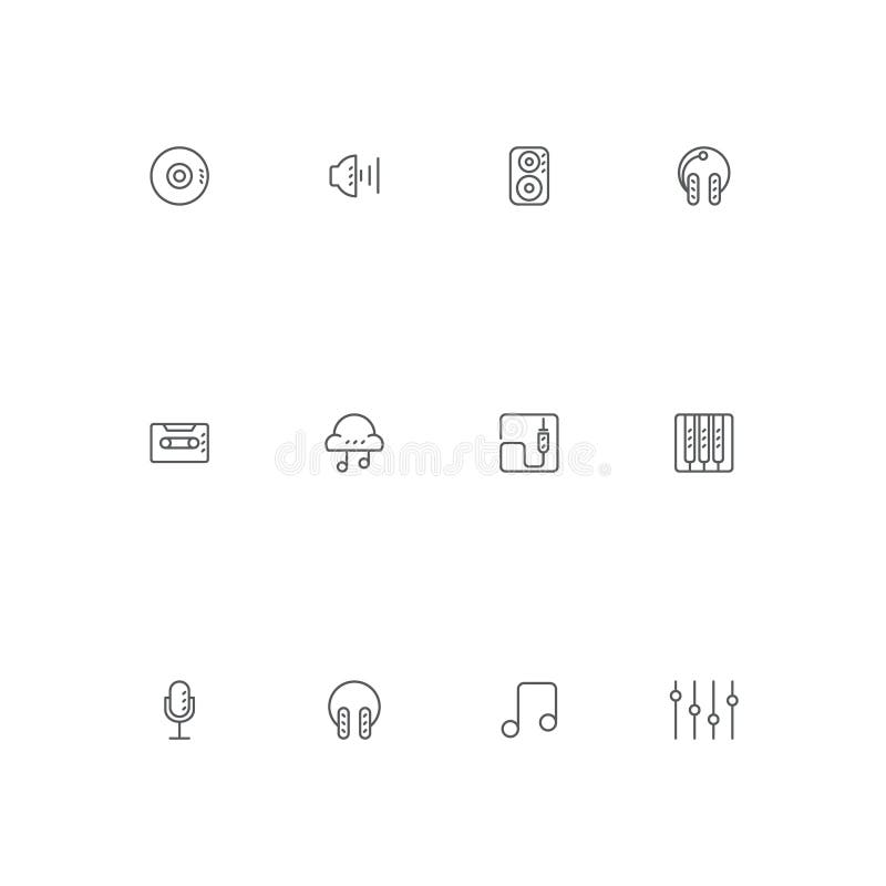 Outline Music Icons for a Studio App and Website Stock Illustration ...