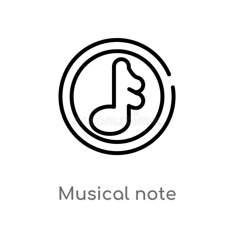 Outline Musical Note Vector Icon. Isolated Black Simple Line Element ...