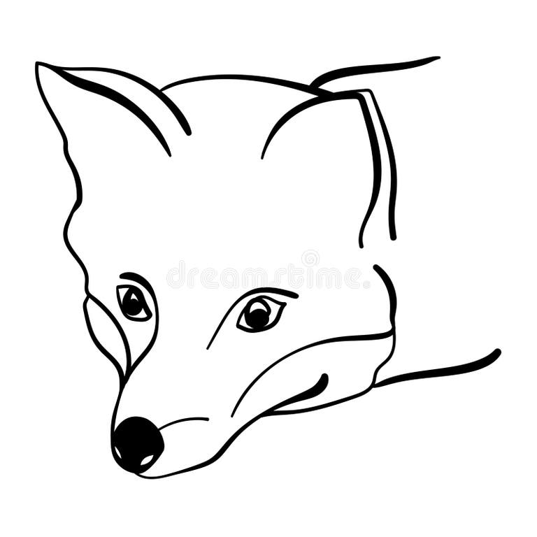 Outline Muzzle of a Fox, Cute Predatory Animal for Creativity or Design ...