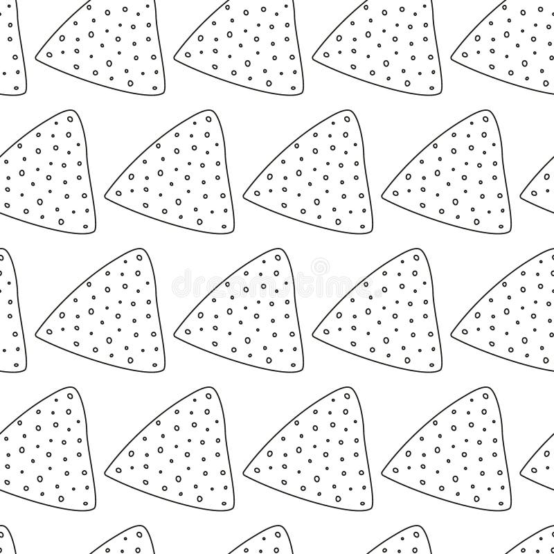 Outline Nacho Chips Seamless Pattern in Minimalistic Style. Happy Nacho ...