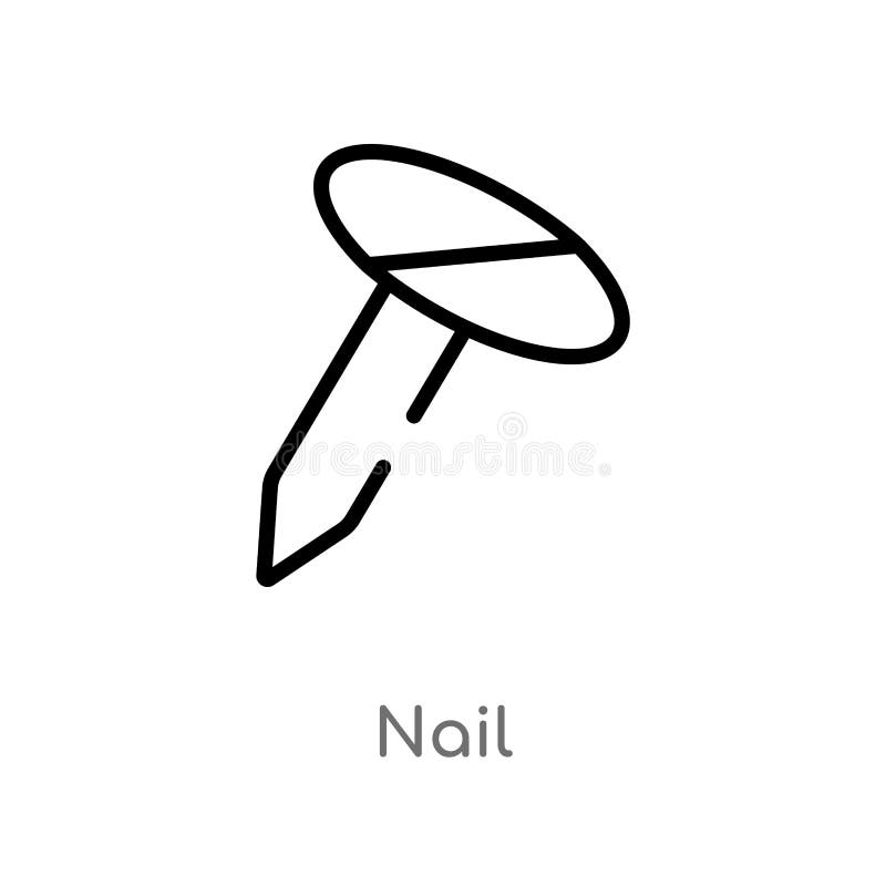 Outline Nail Vector Icon. Isolated Black Simple Line Element ...